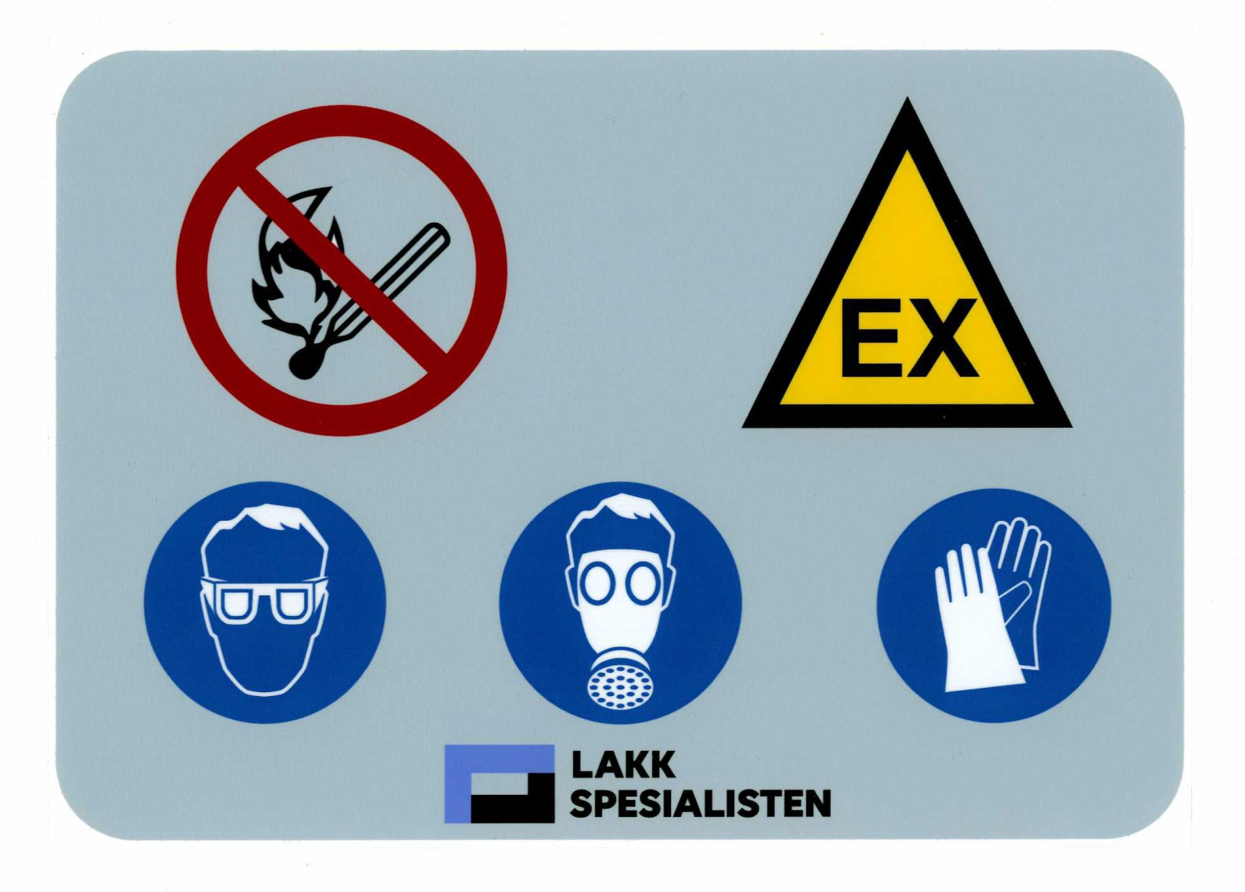 Skilt mikserom 210x300 mm ex+ild+hanske+brille+maske - Lakkspesialisten